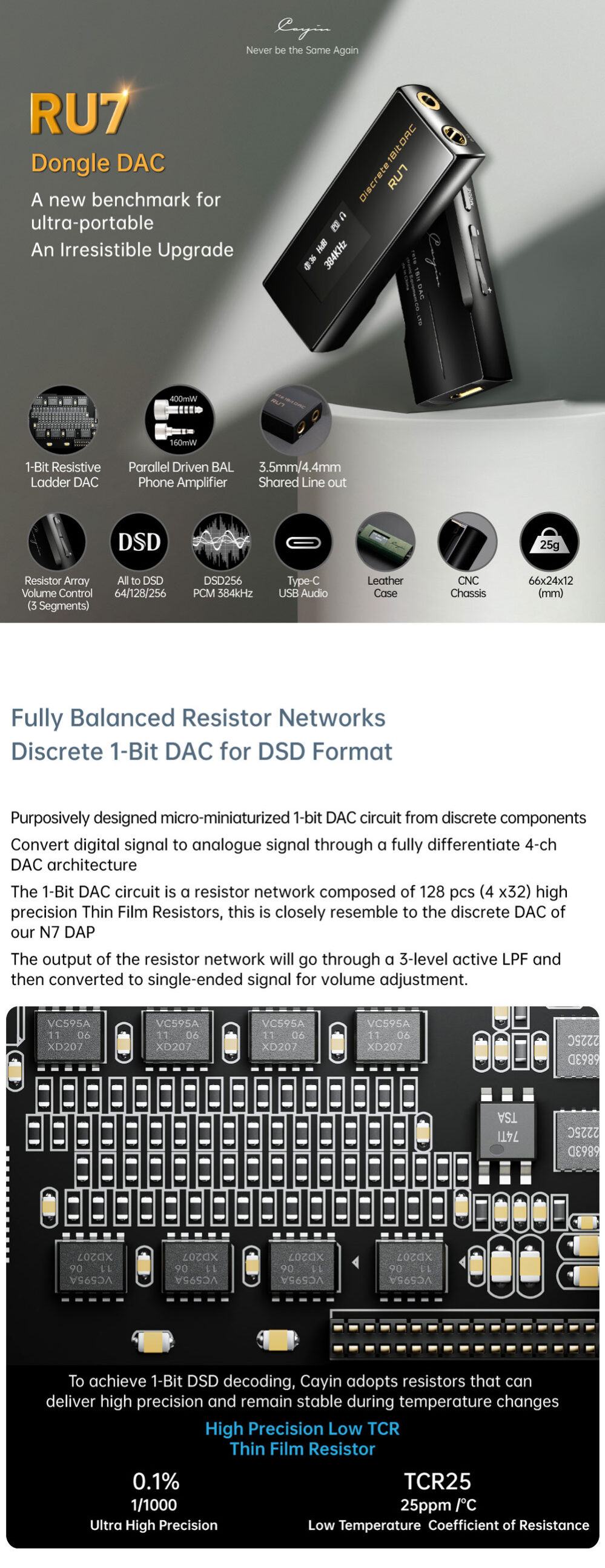 Cayin RU7 USB DAC Dongle › mobiler Kopfhörerverstärker
